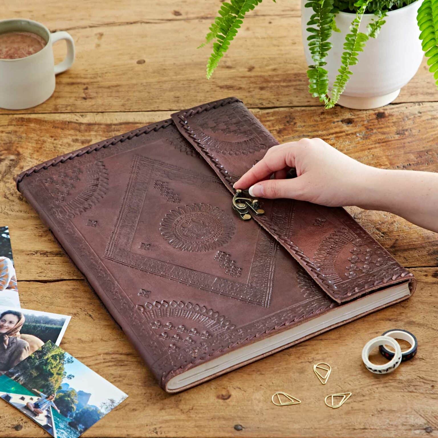 Indra Extra Large Embossed and Stitched Leather Photo Album | Paper High