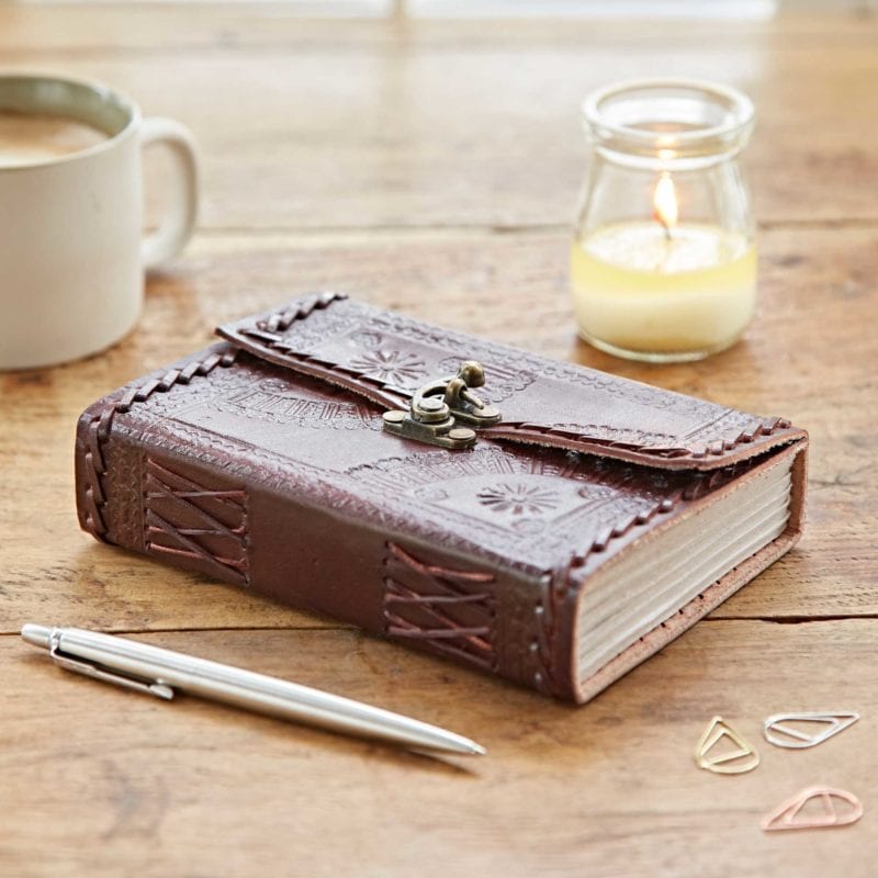 Medium Embossed and Stitched Leather Journal at Paper High