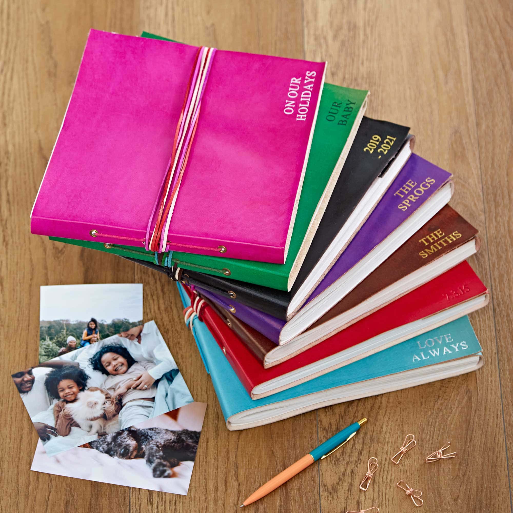 Personalised Large Coloured Leather 3-String Photo Album | Paper High