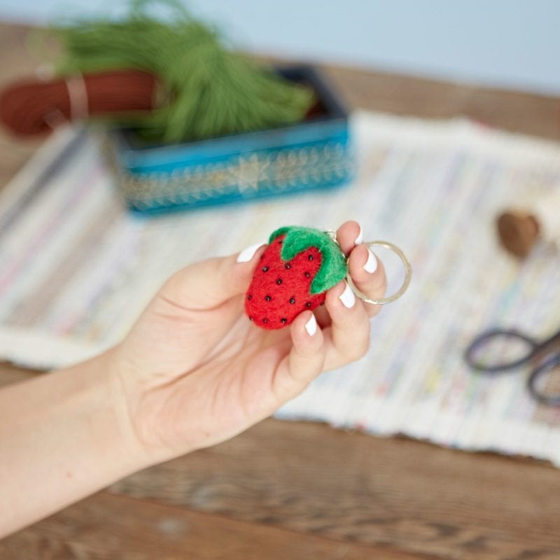 Felt Strawberry Keyring | Paper High