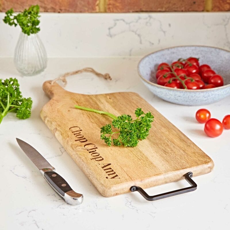 Personalised Natural Mango Wood Rectangular Chopping Board | Paper High