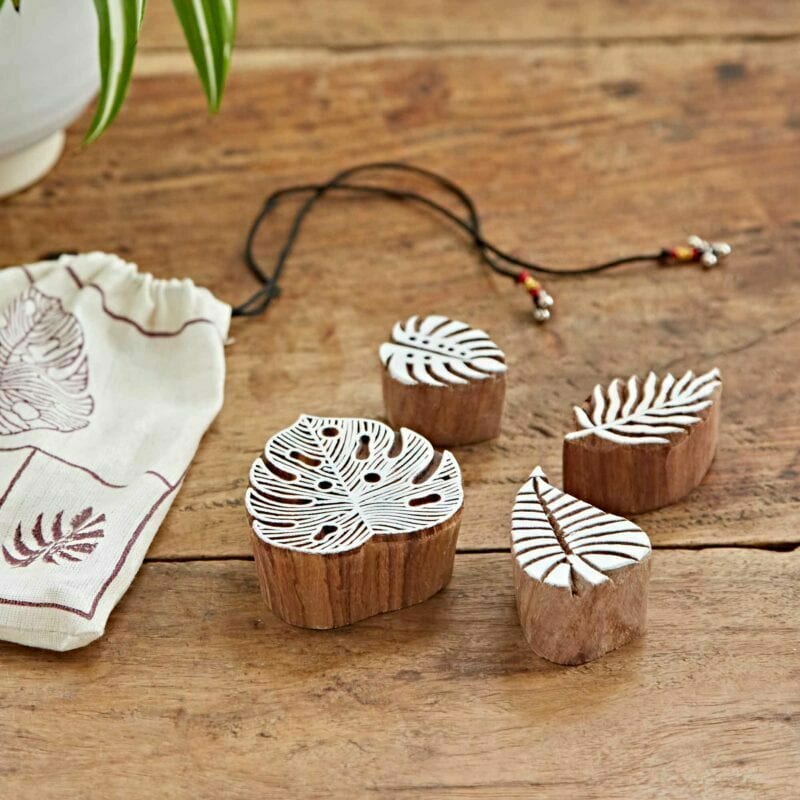 Four Assorted Leaf Design Wooden Printing Blocks | Paper High