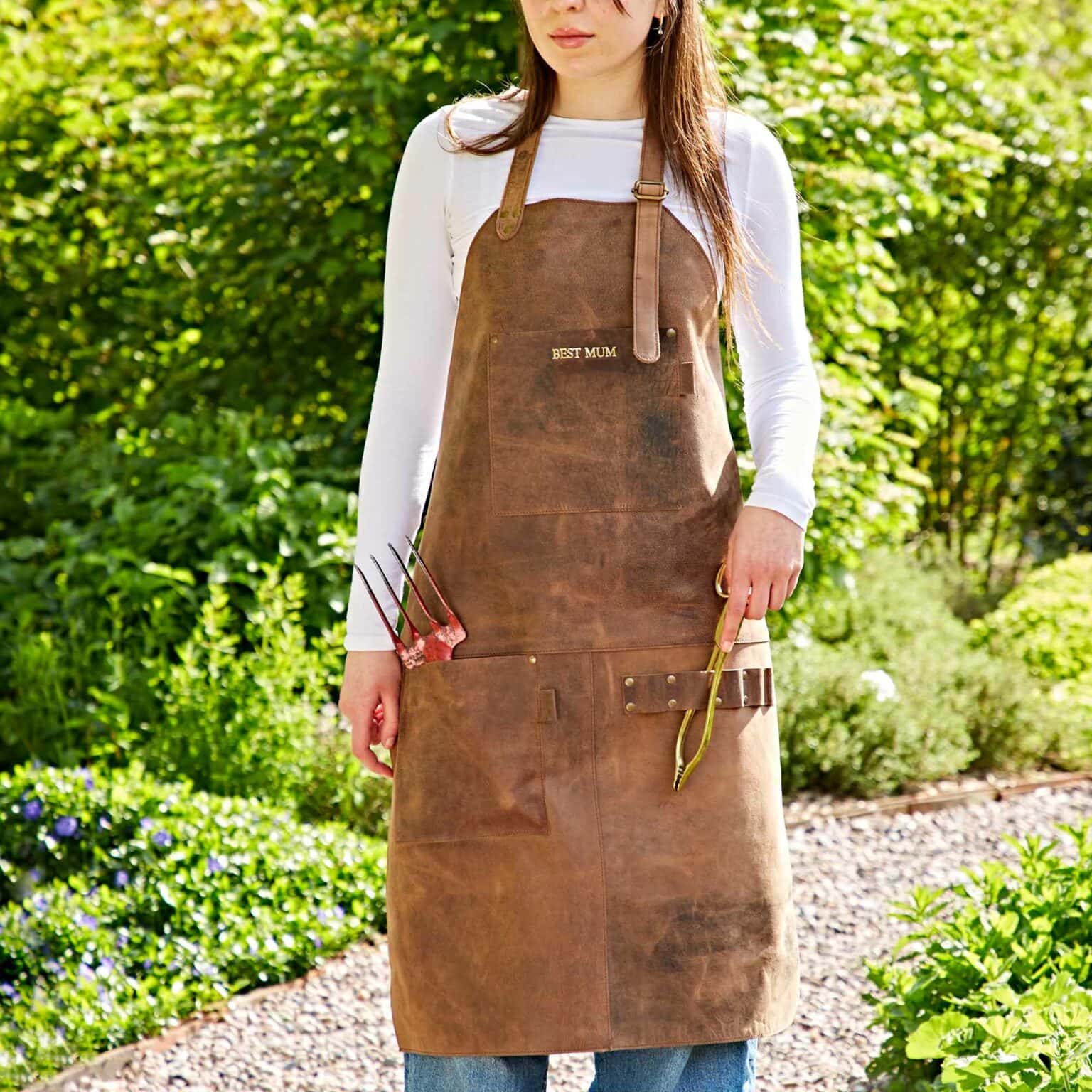 Personalised Brown Buffalo Leather Apron | Paper High