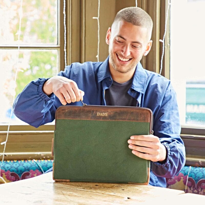 Personalised Leather And Canvas 14 inch Laptop Case | Paper High