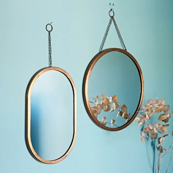 Darpan Oval Antique Copper Hanging Chain Wall Mirror | Paper High
