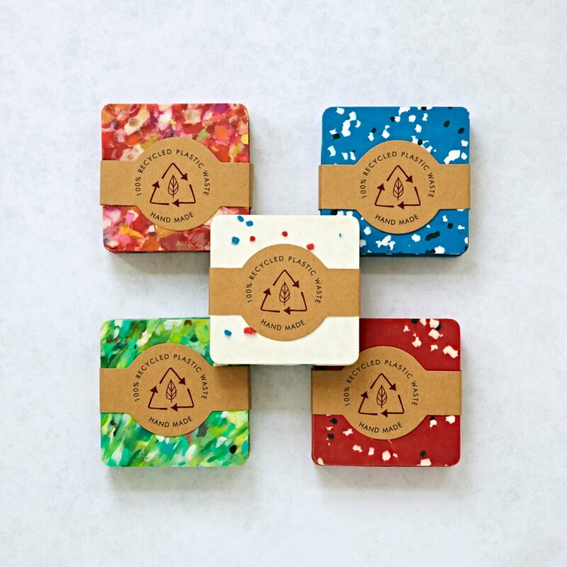 Set of 4 Recycled Plastic Square Coasters | Paper High