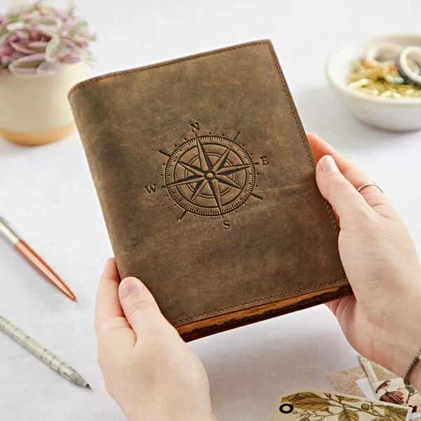 Personalised Compass Buffalo Leather Journal | Paper High