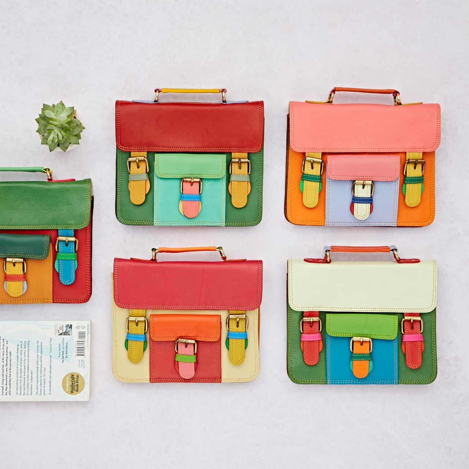 Shruti Small Multicoloured Recycled Leather Satchel | Paper High